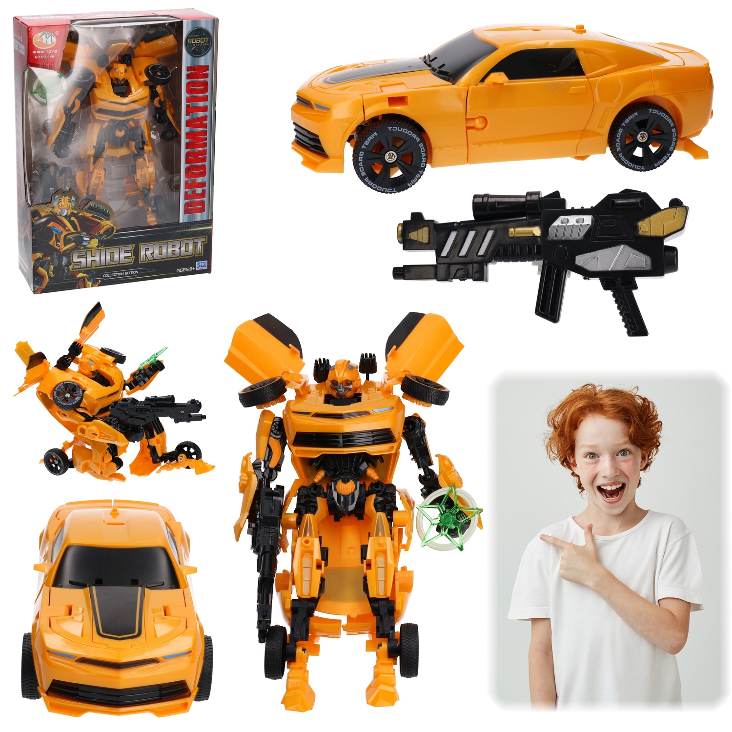Shide robot TRANSFORMACJA 2w1 robot zmienia się w auto - Hurtownia Biały